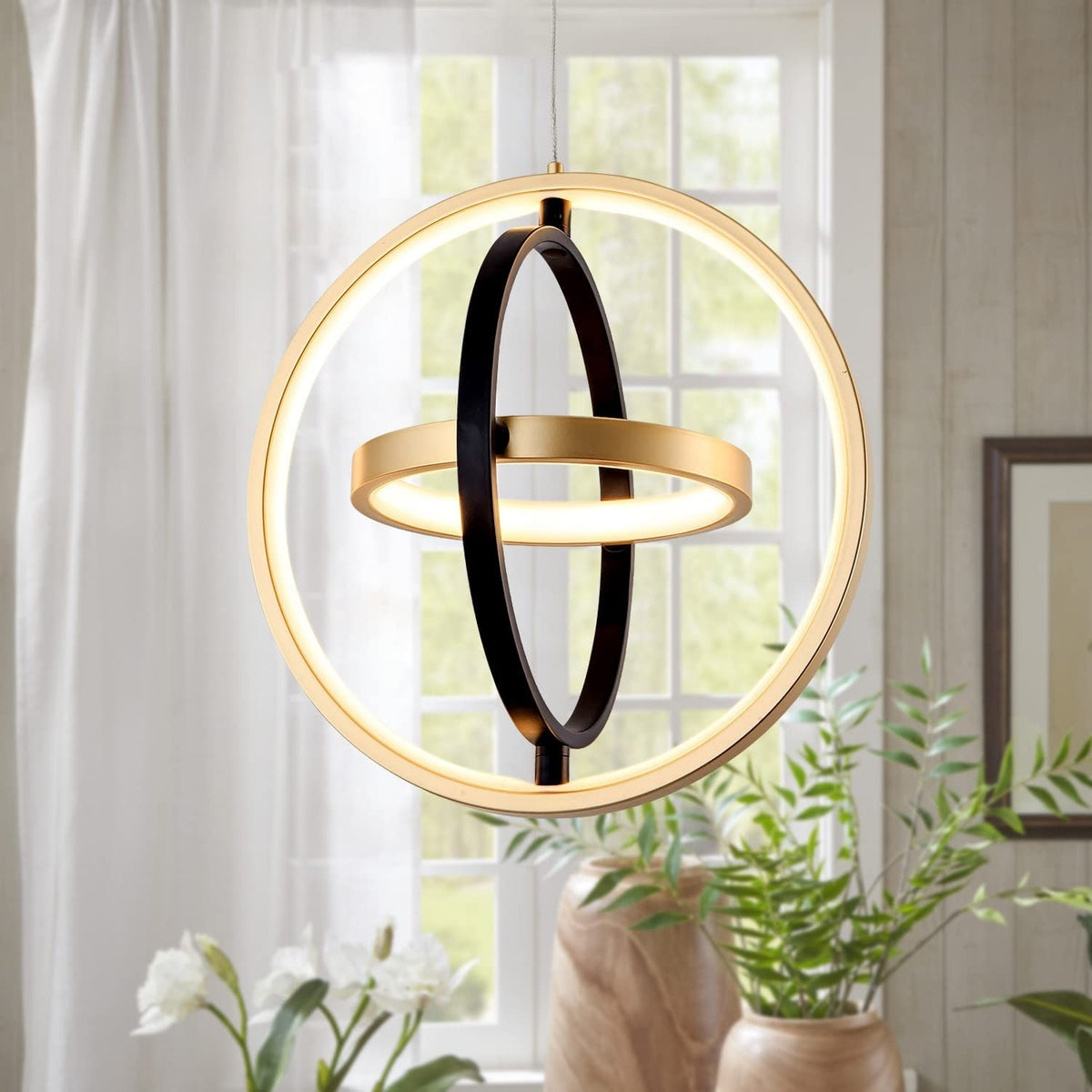 3 ring globe chandelier moder Led DIY hanging light fixture dining and ...