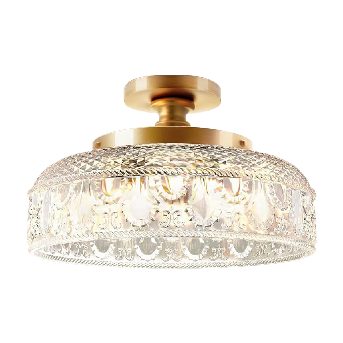 3-Bulb ceiling light gold and clear light fixture aluminum and glass h ...
