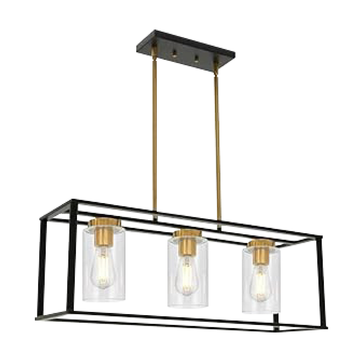 3 Light contemporary hanging lighting black and gold kitchen island li ...