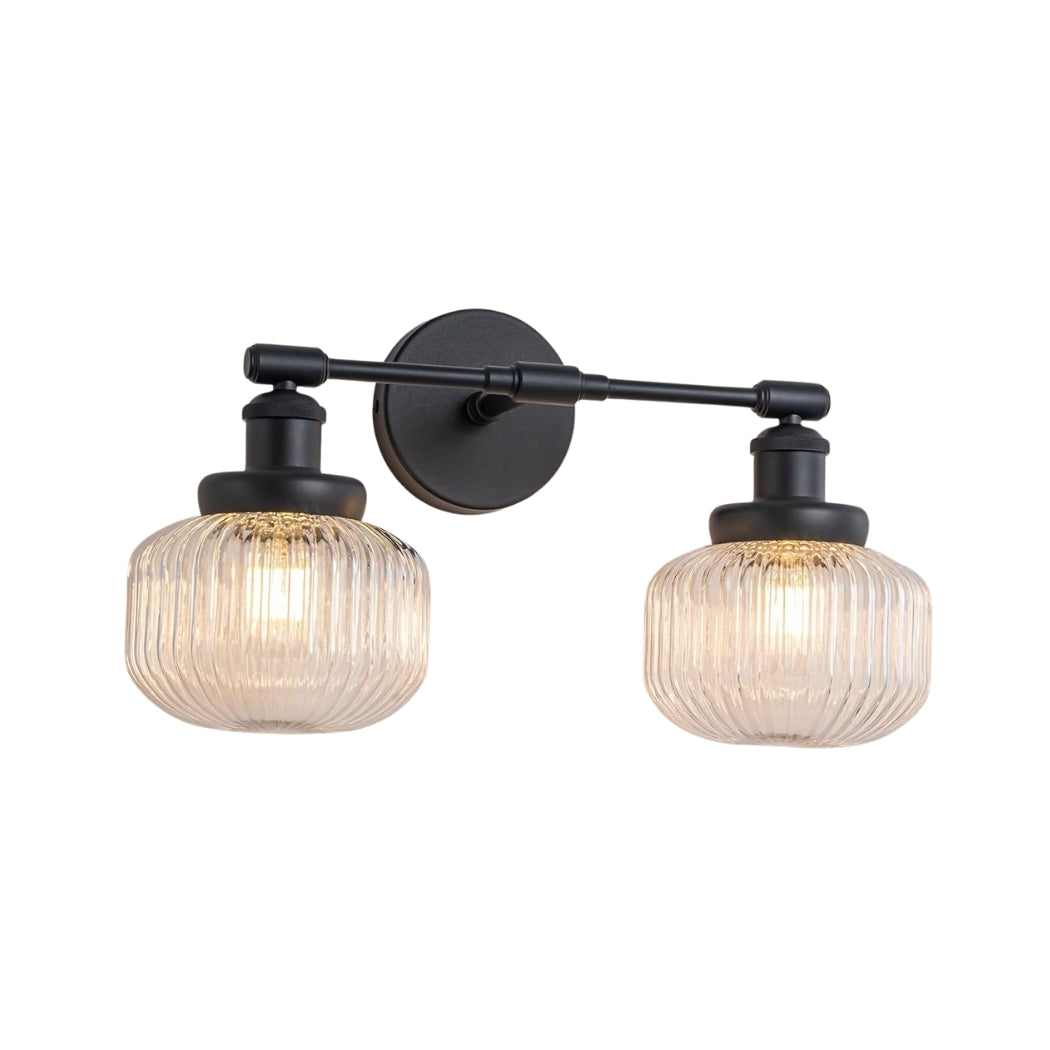 2 Light bulb lights black wall sconce glass, metal wall lights ...