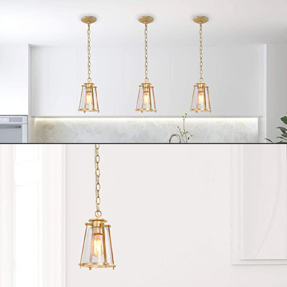 Gold brass pendant light Seeded Glass with lights Modern 1 Light hangi ...