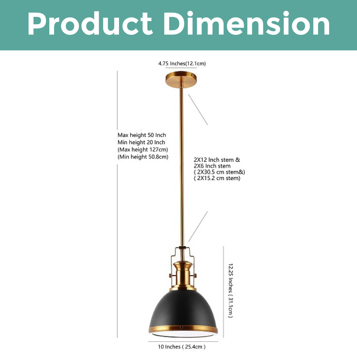 10 Inch pendant light Black lightning fixture Iron dome lights ...