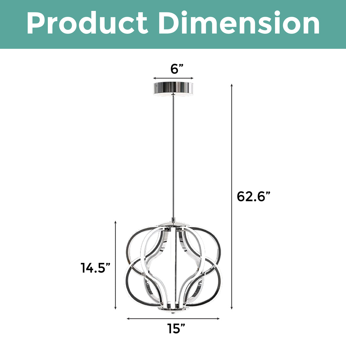 LED light pendant lights 4000K Silver dining light Aluminum hanging li ...