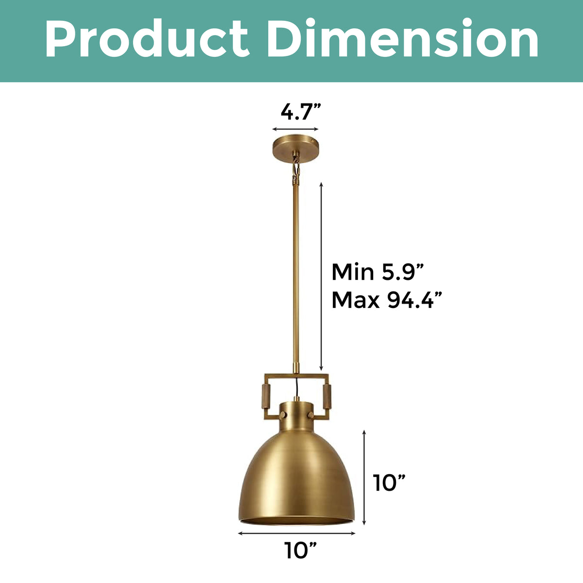 10" Industrial kitchen light golden pendant light brass fixtures light ...