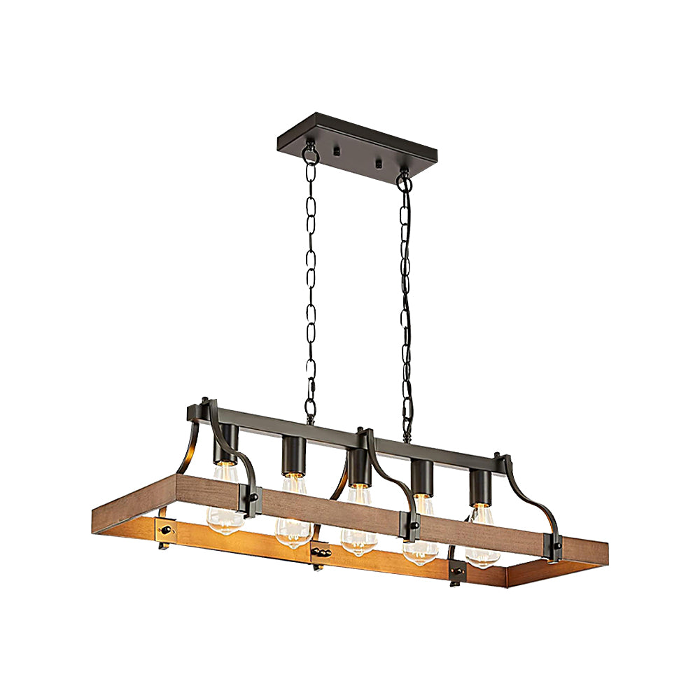 5 Light dining light fixtures brown chandelier lighting metal, wood pe ...