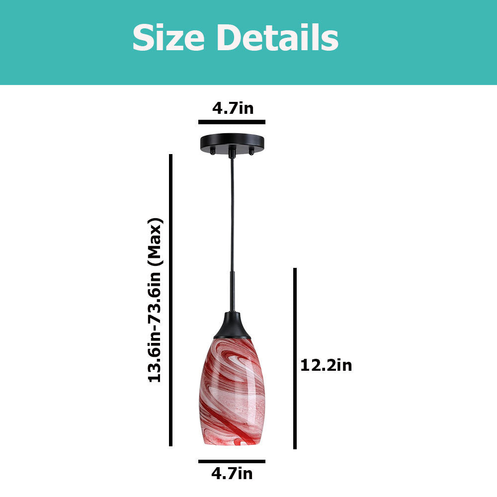 4.72” Hanging light red pendant light fixtures glass pendant light ...