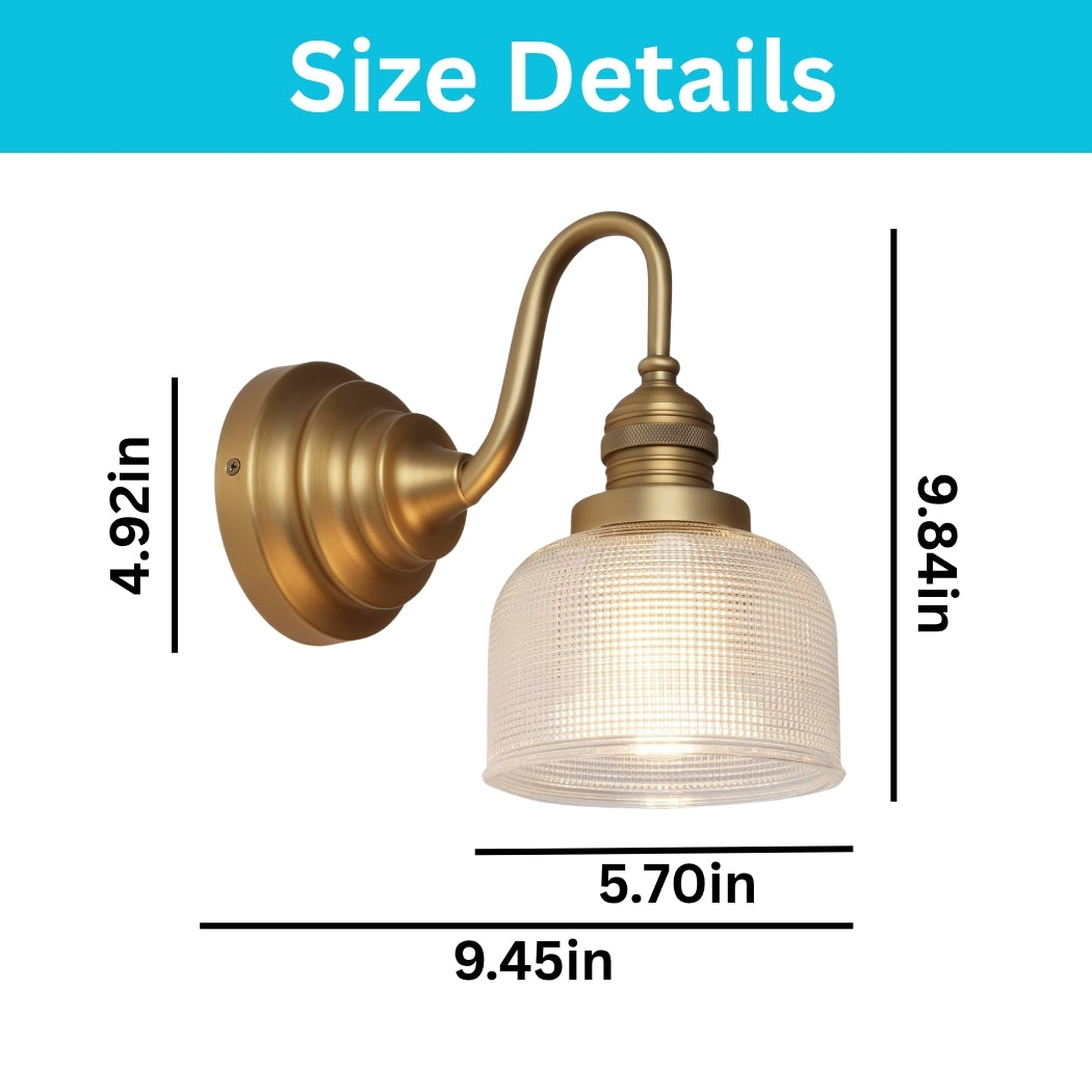 Vanity bulb light gold bathroom light glass, metal wall light ...