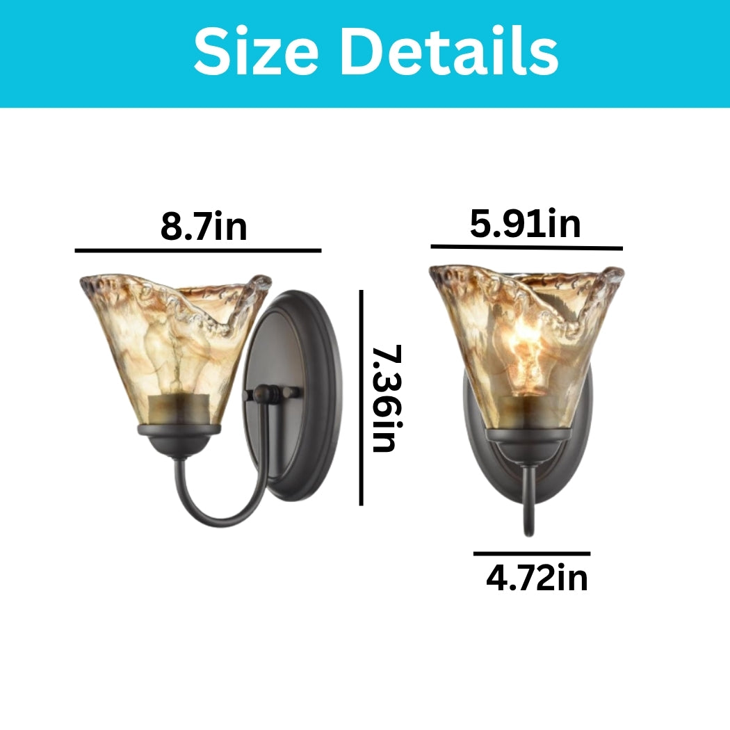 2 Pack light bulb bronze bathroom light fixture glass wall light ...
