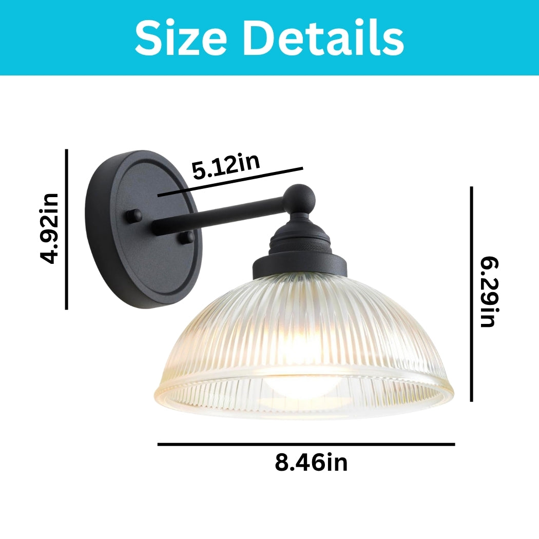 Industrial bulb light black light fixture glass, metal wall light ...