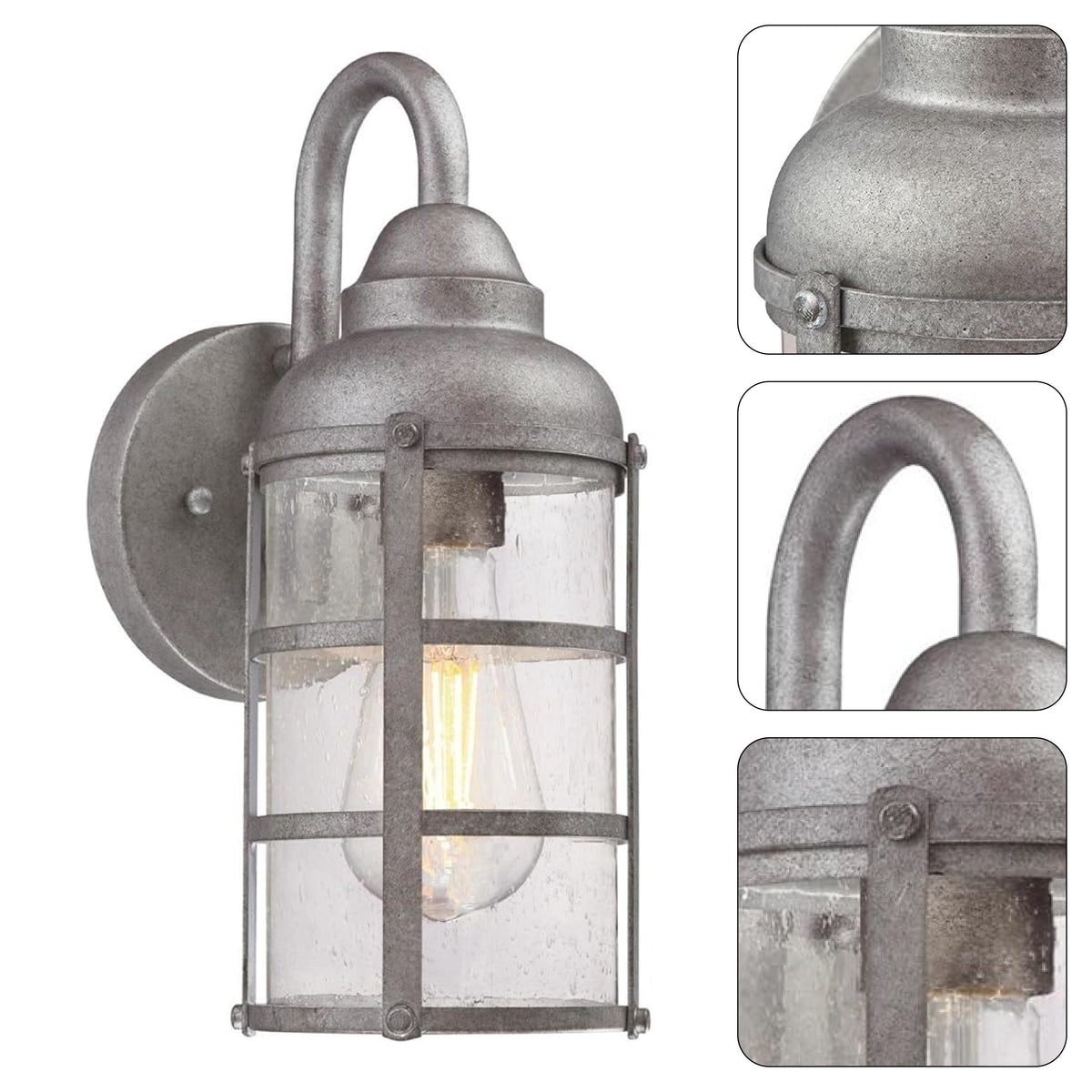 1-light vintage porch light silver and clear light fixtures galvanized ...