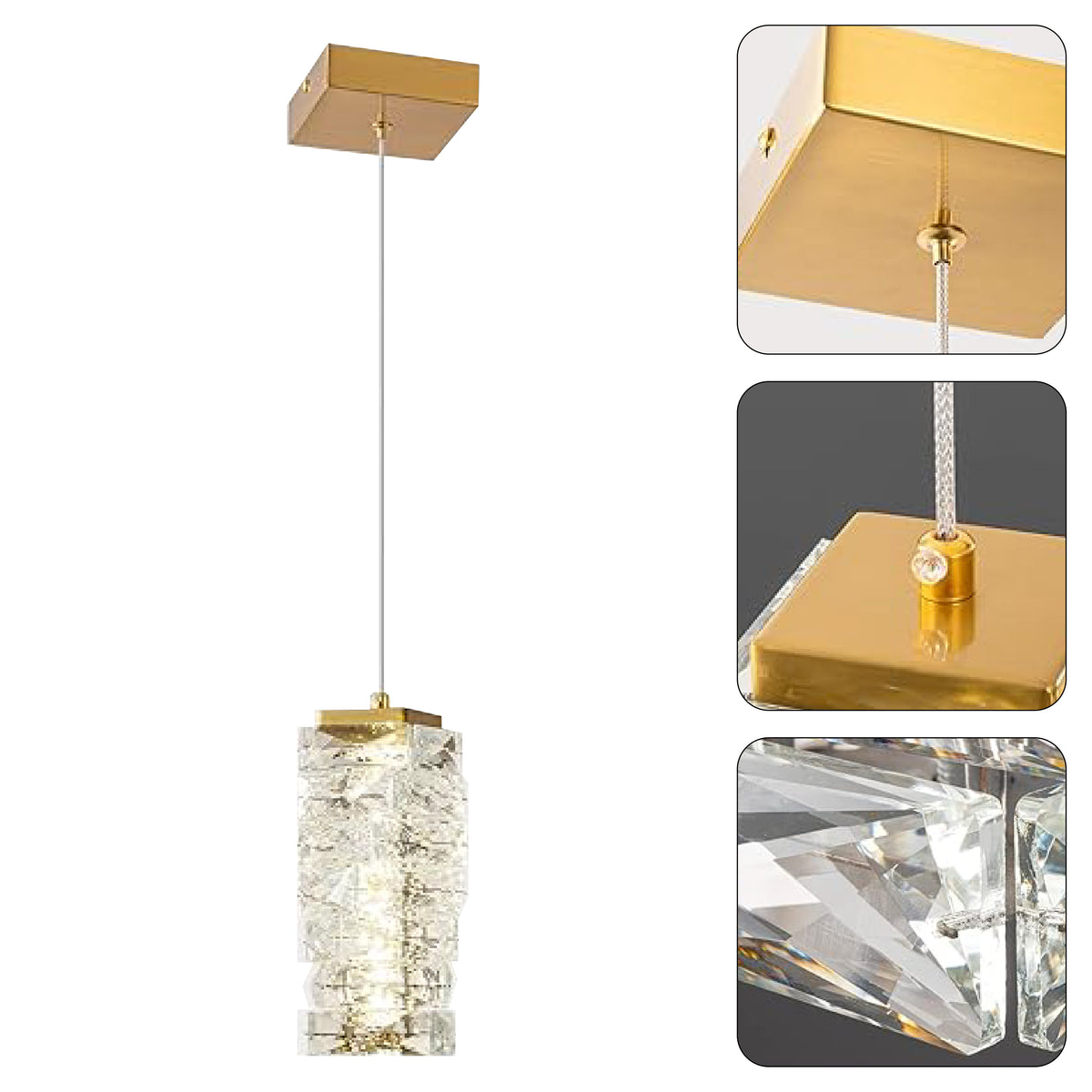 Modern led lighting light Gold pendant light crystal light fixture ...