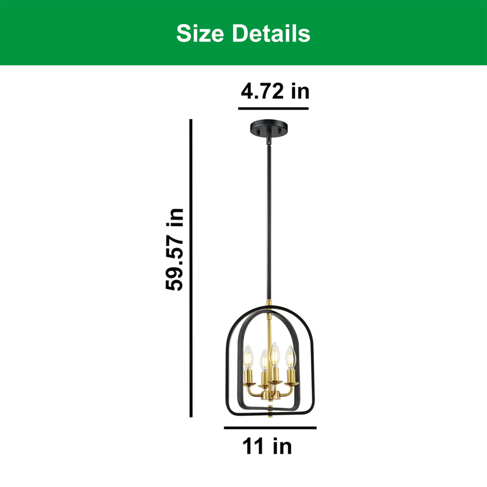 4 Light bulbs light black and gold light fixture metal pendant lights ...