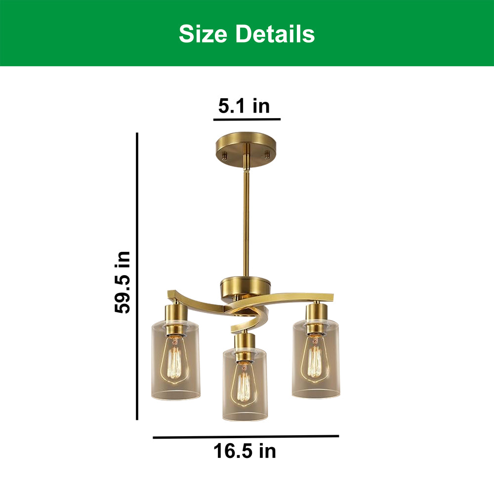 3 Light light bulb gold light fixture glass, metal kitchen light ...