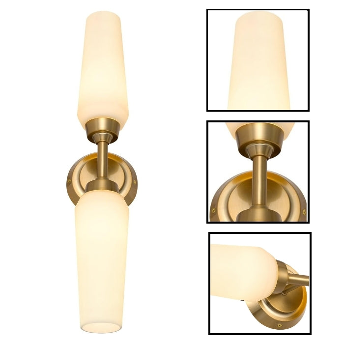2 Light wall sconce glass, metal Light bulbs cool brass wall light ...