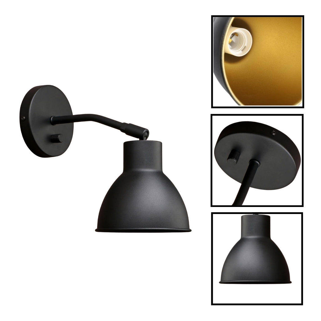 1 Light light bulb light black light fixture metal wall light ...