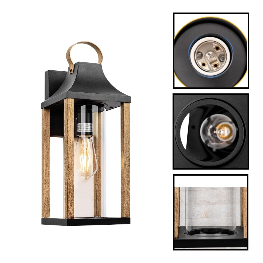 E26 Light fixture rustic wood wall lighting metal porch light ...