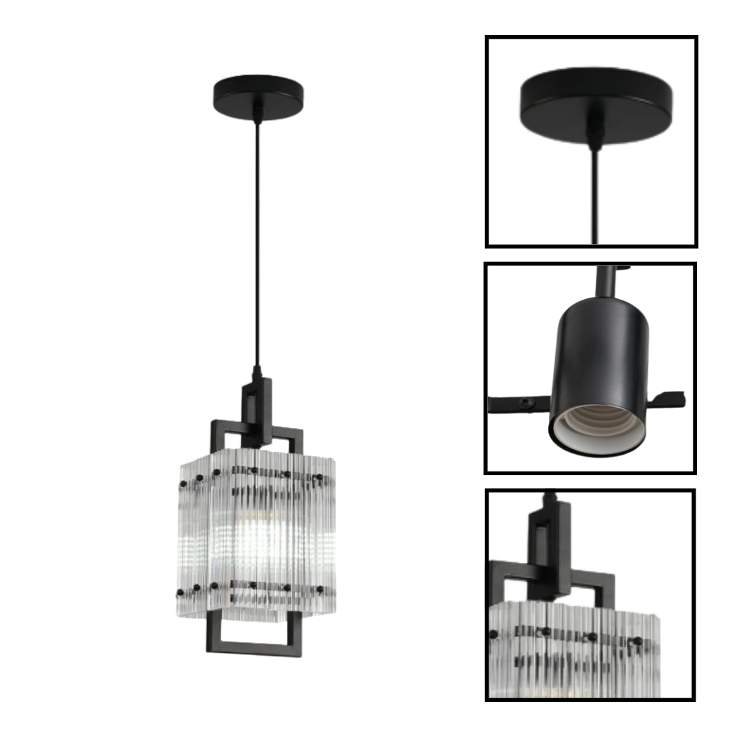 12 Inch light bulbs stripe glass/Black dining light fixtures metal pen ...