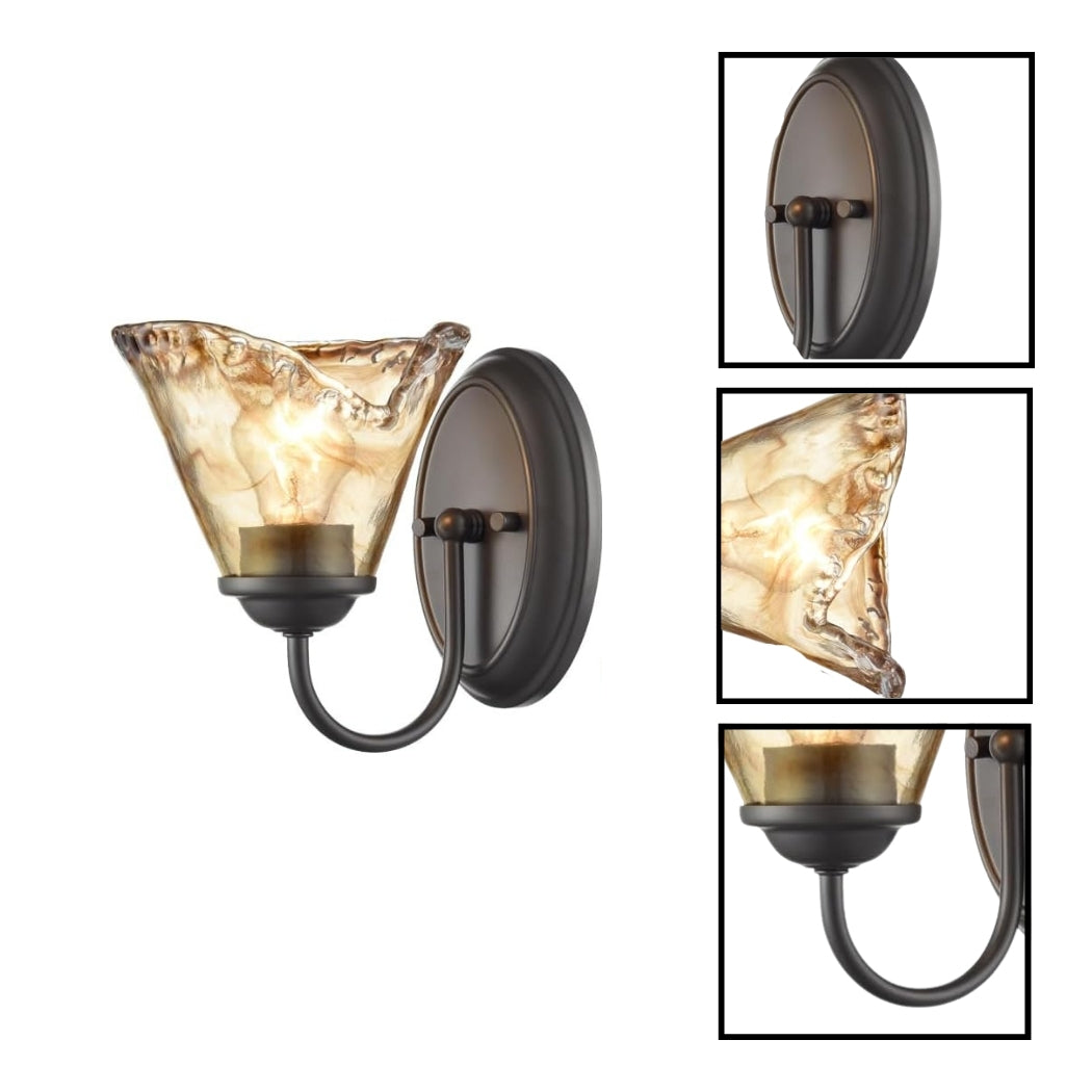 2 Pack light bulb bronze bathroom light fixture glass wall light ...