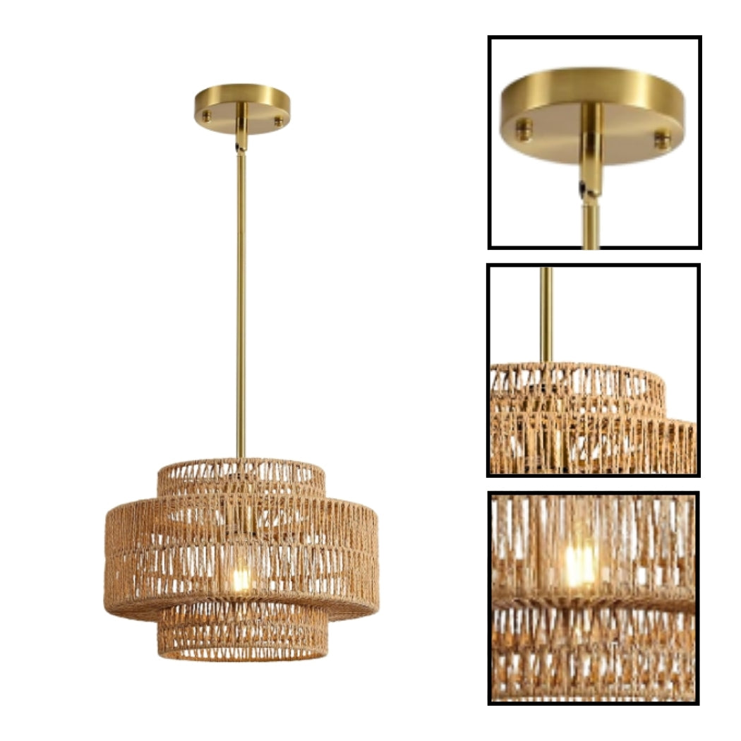 12.4” Dining light brown light fixture rattan pendant light – HIGHLIGHT USA