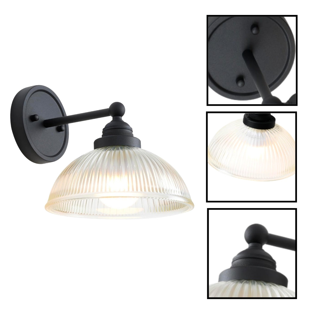 Industrial bulb light black light fixture glass, metal wall light ...