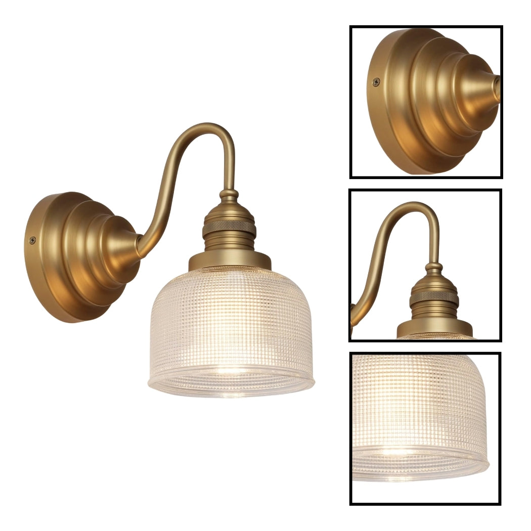 Vanity bulb light gold bathroom light glass, metal wall light ...
