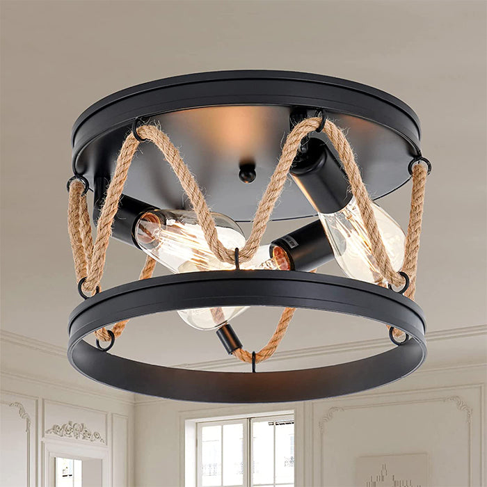 3 light rope ceiling light fixture industrial farmhouse flush mount ce – CY
