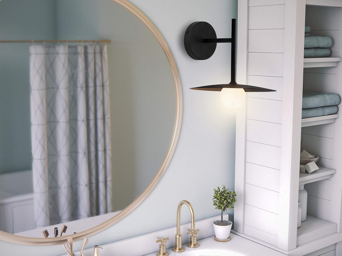 Modern wall sconce black wall lighting glass, metal bulb wall light ...