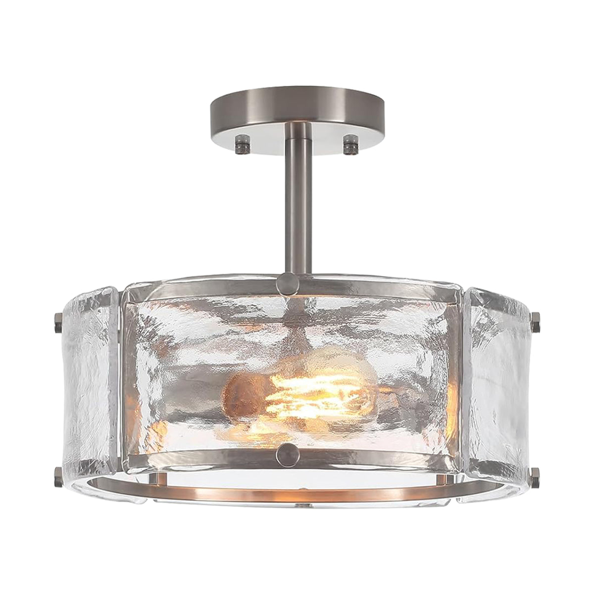 2 Light bulbs light silver light fixture glass, metal ceiling light ...