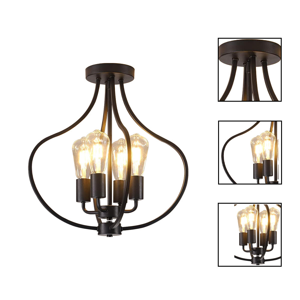 4 Light bulb light black ceiling light iron light fixture – HIGHLIGHT ...