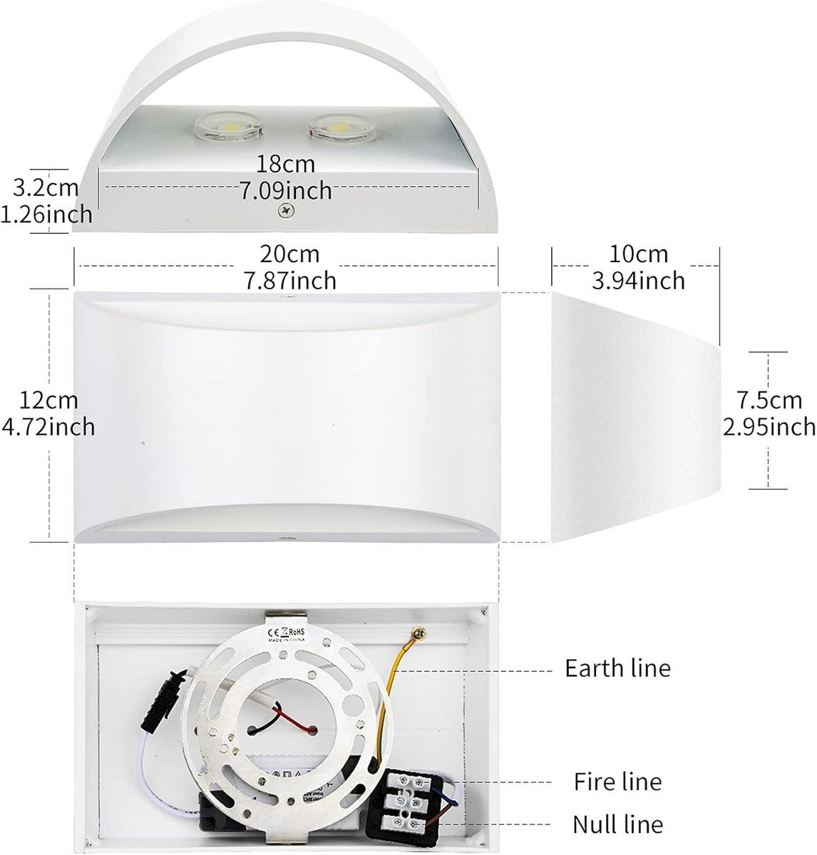 LED bedroom light white living room light aluminum wall light ...