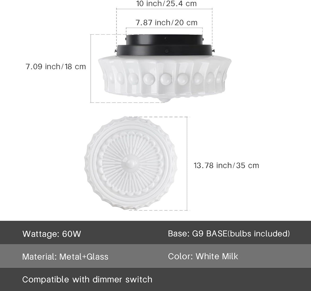 4 led bulbs ceiling light milk white hallway light glass, metal bedroo ...