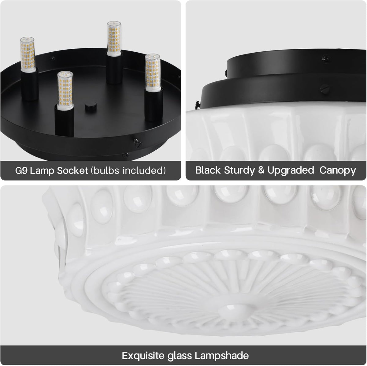 4 led bulbs ceiling light milk white hallway light glass, metal bedroo ...