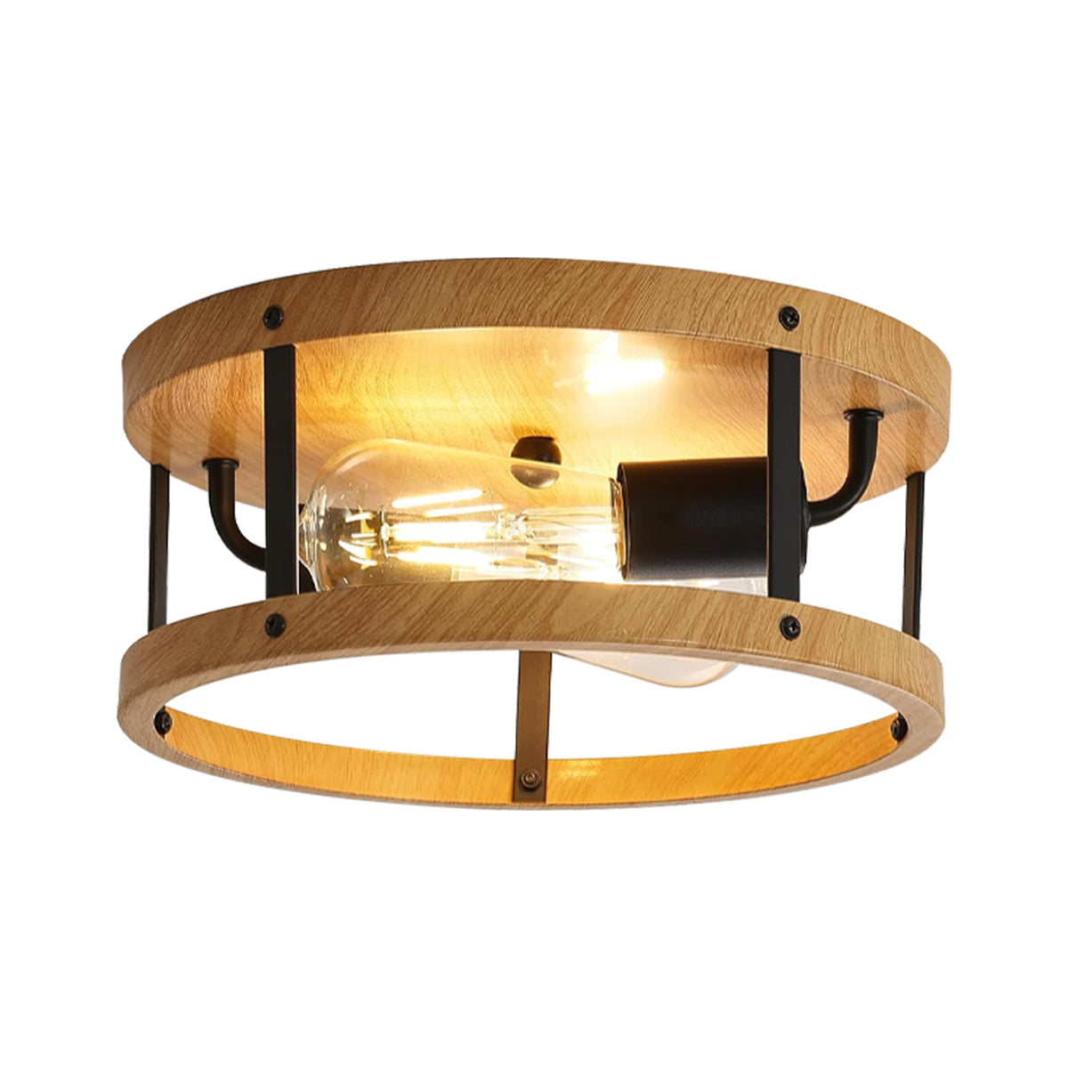 2 Light bedroom ceiling fixtures wood light bulbs metal ceiling light ...