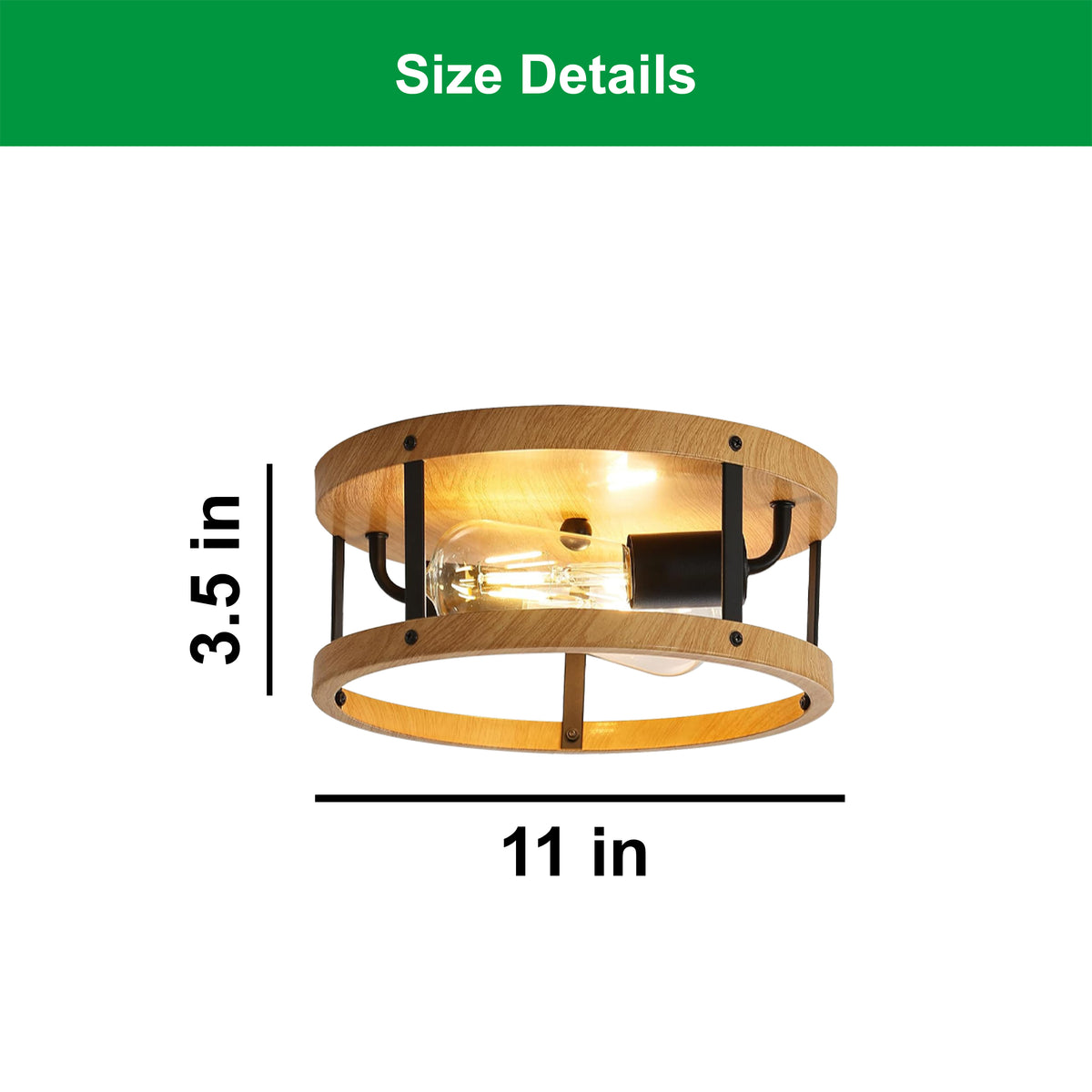 2 Light bedroom ceiling fixtures wood light bulbs metal ceiling light ...