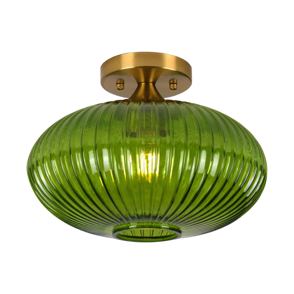 11.8 Inch green lighting glass, metal light bulb striped green ceiling ...