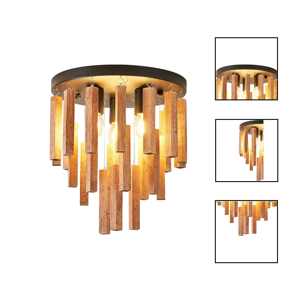3 Light semi light wood bedroom light wood ceiling lighting – HIGHLIGHT ...