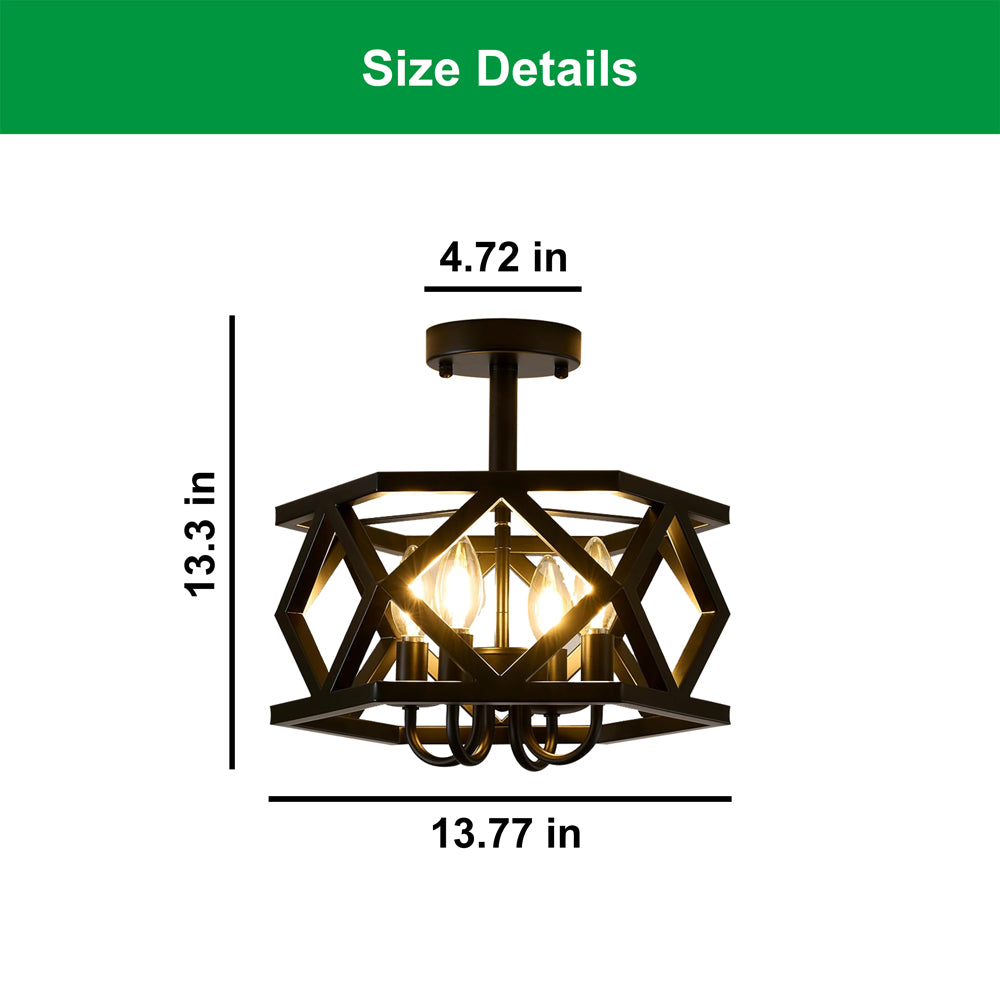 4 Light light bulb black ceiling light metal kitchen ceiling light ...