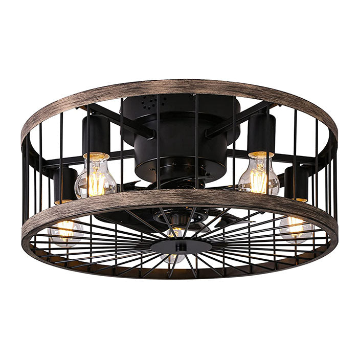 Farmhouse cage ceiling fan with light rust wood ceiling fan lamp with – CY