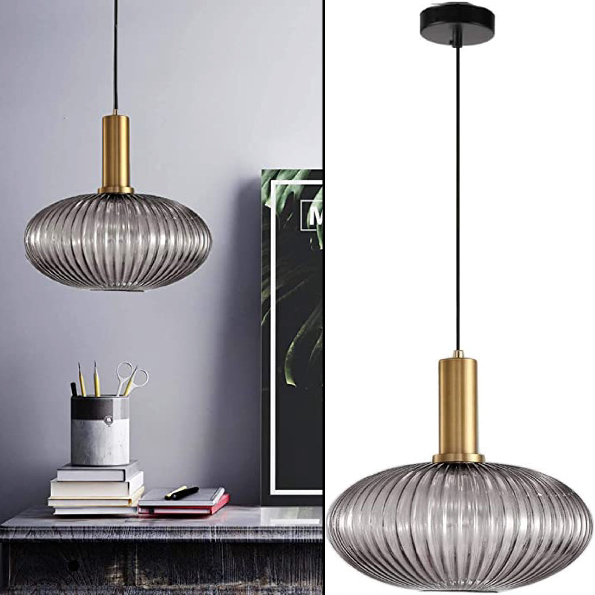 1Light gold pendant light Adjustable gray lamp shade Modern Kitchen Is ...