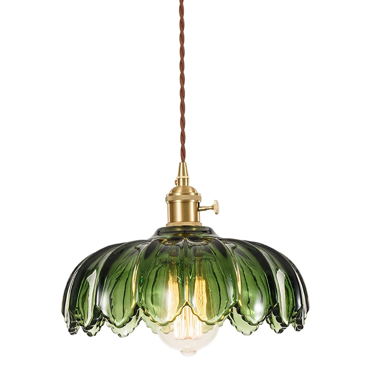 Glass vintage light fixtures Gold and green pendant light Retro chande ...