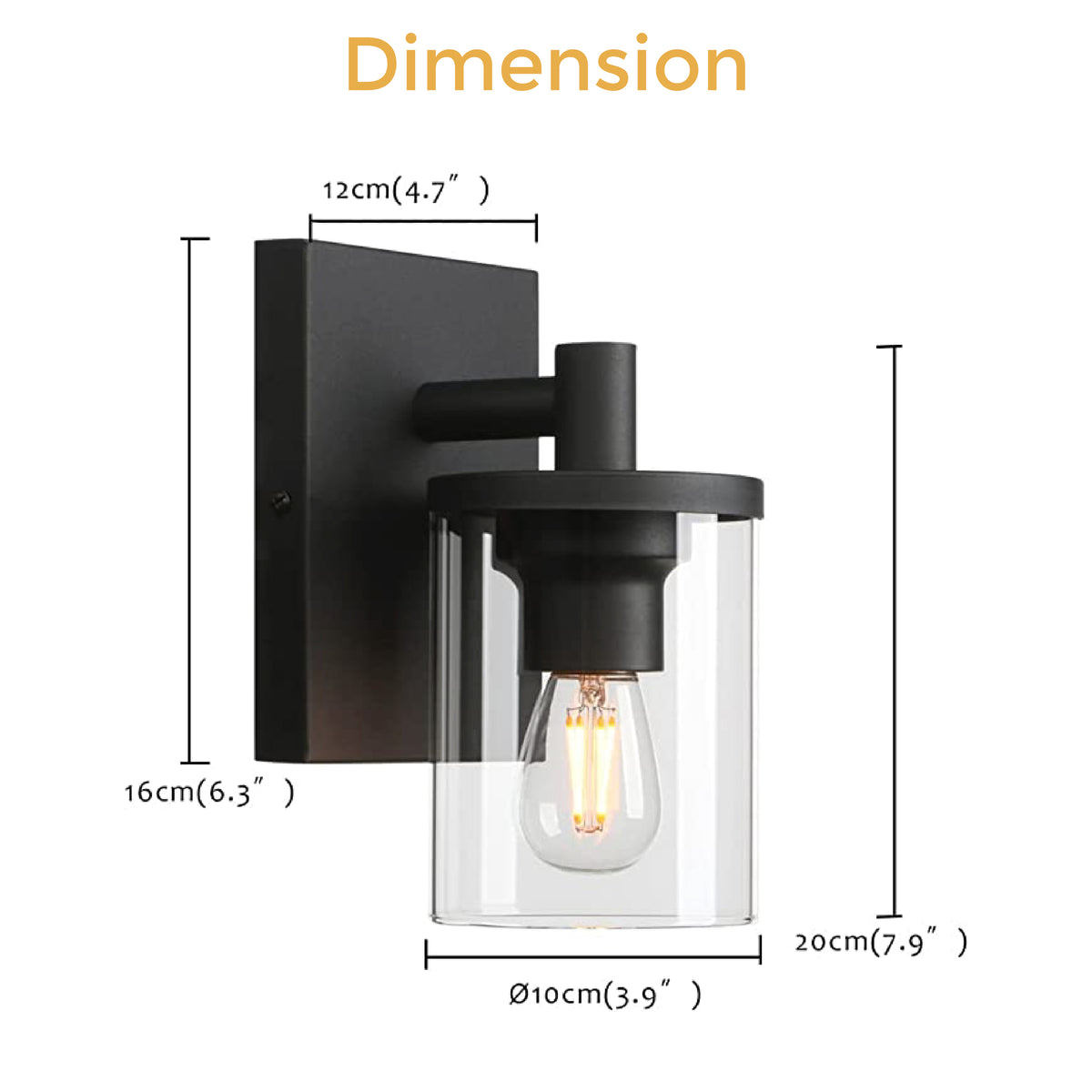 1-Light hallway light fixtures wall Black wall sconce Metal wall mount ...