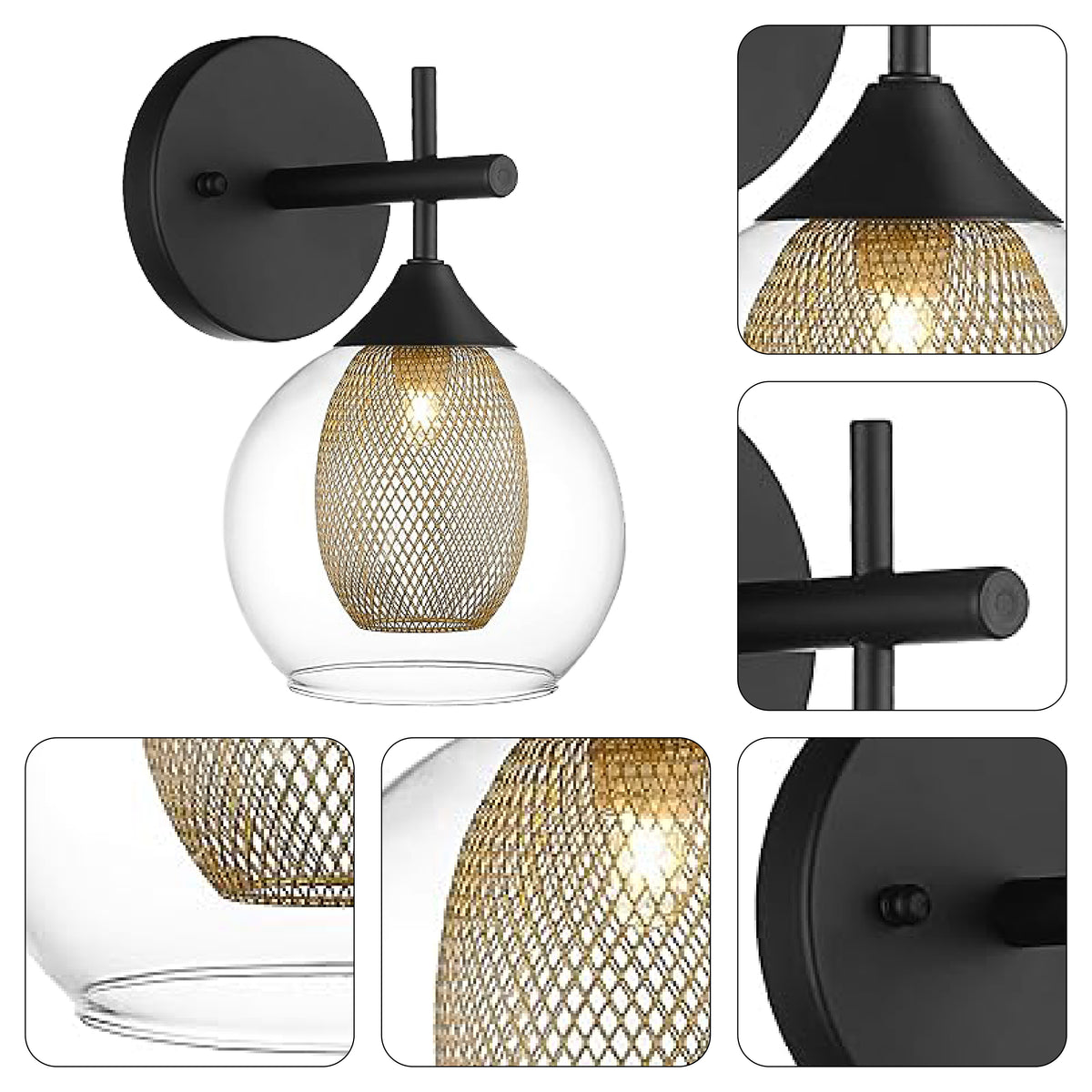 Farmhouse wall sconce lights Black bathroom light Metal light in wall ...