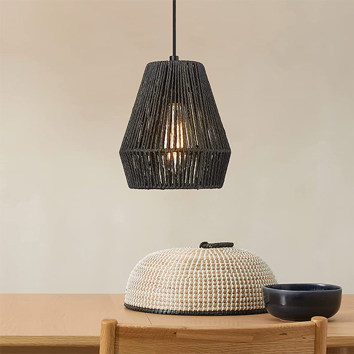 Woven pendant light fixtures farmhouse black pendant lights for kitche ...