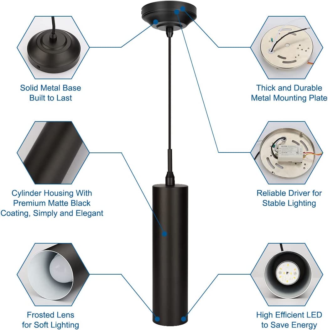 LED modern pendant light fixture matt black pendant lights for kitchen ...