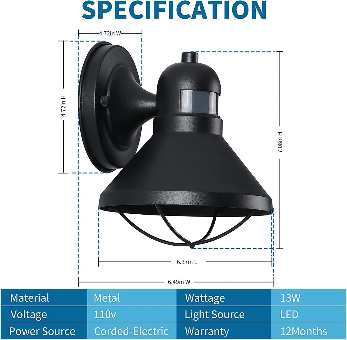Motion detection LED wall light black dusk to dawn exterior barn wall ...
