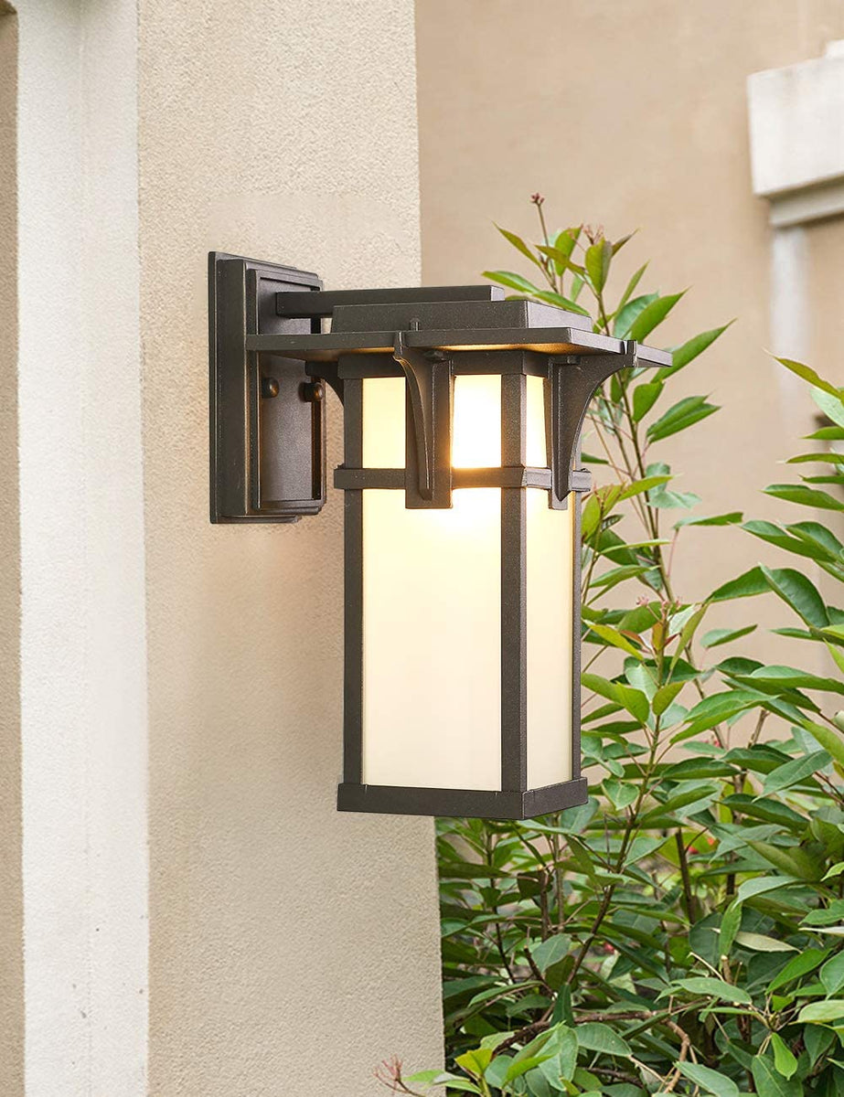 Industrial outside wall lights modern glass exterior light fixture ...