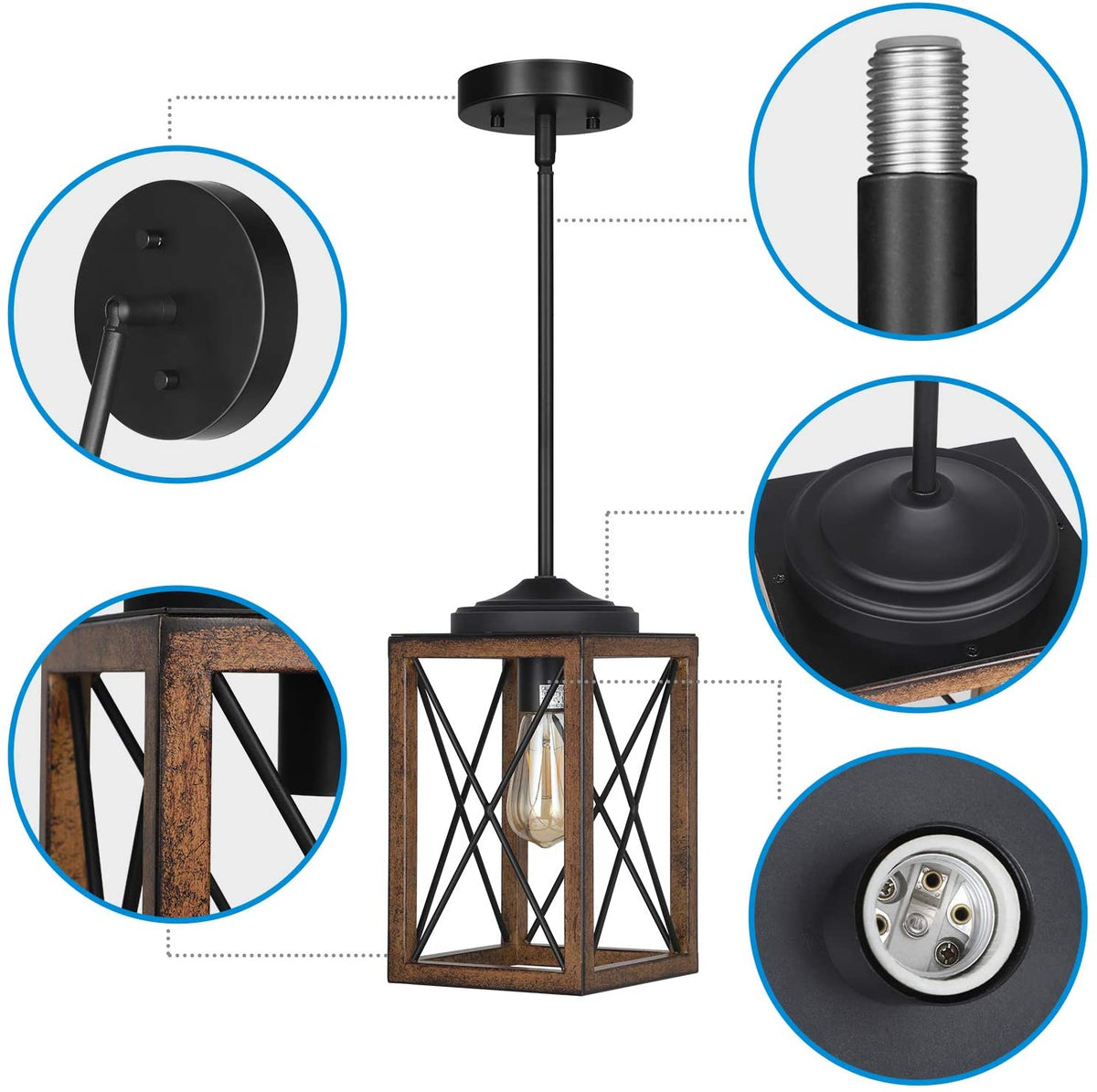 Rustic frame net pendant light fixture Farmhouse adjustable hanging li ...